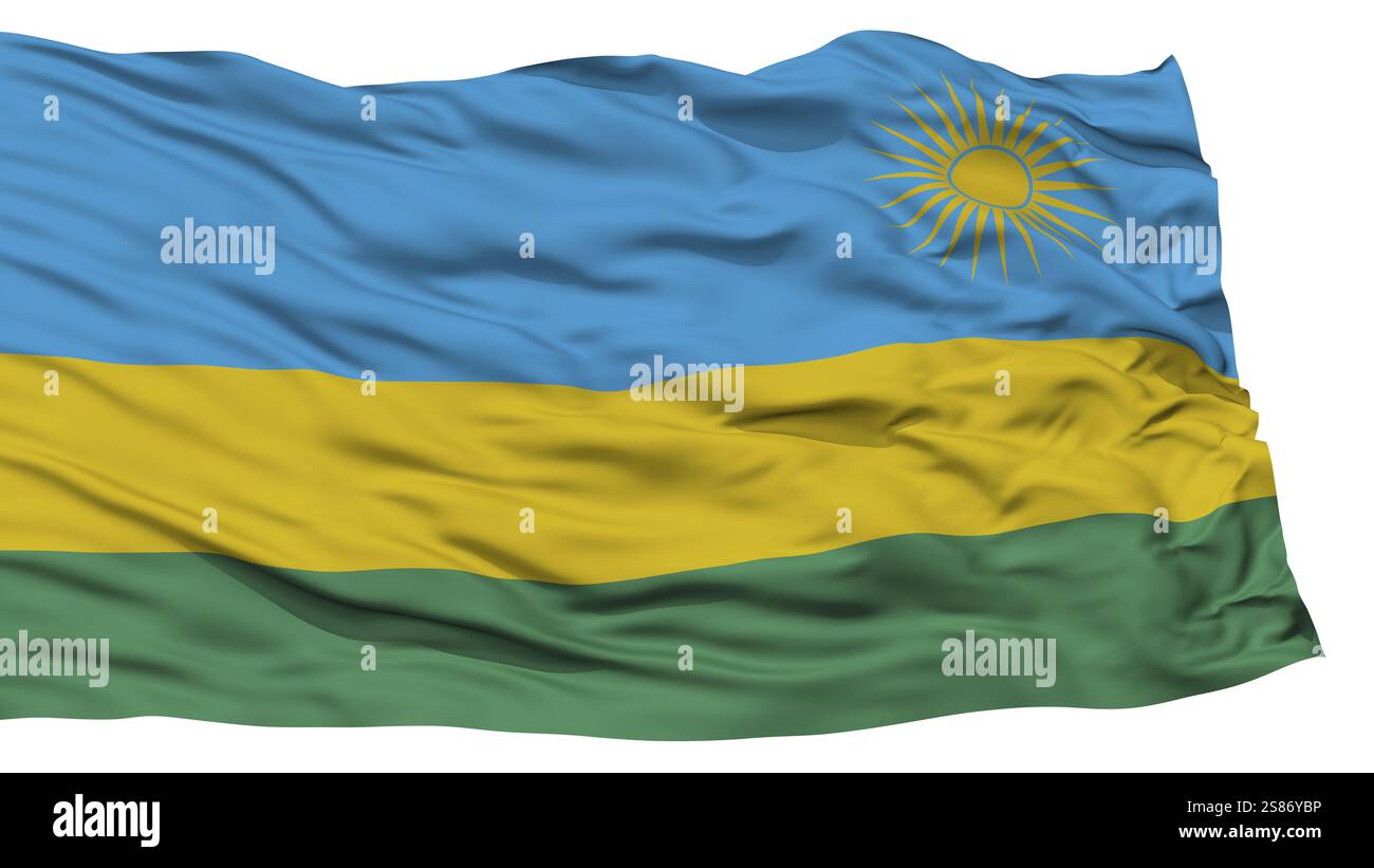Isolated Rwanda Flag, Waving on White Background, High Resolution Stock ...