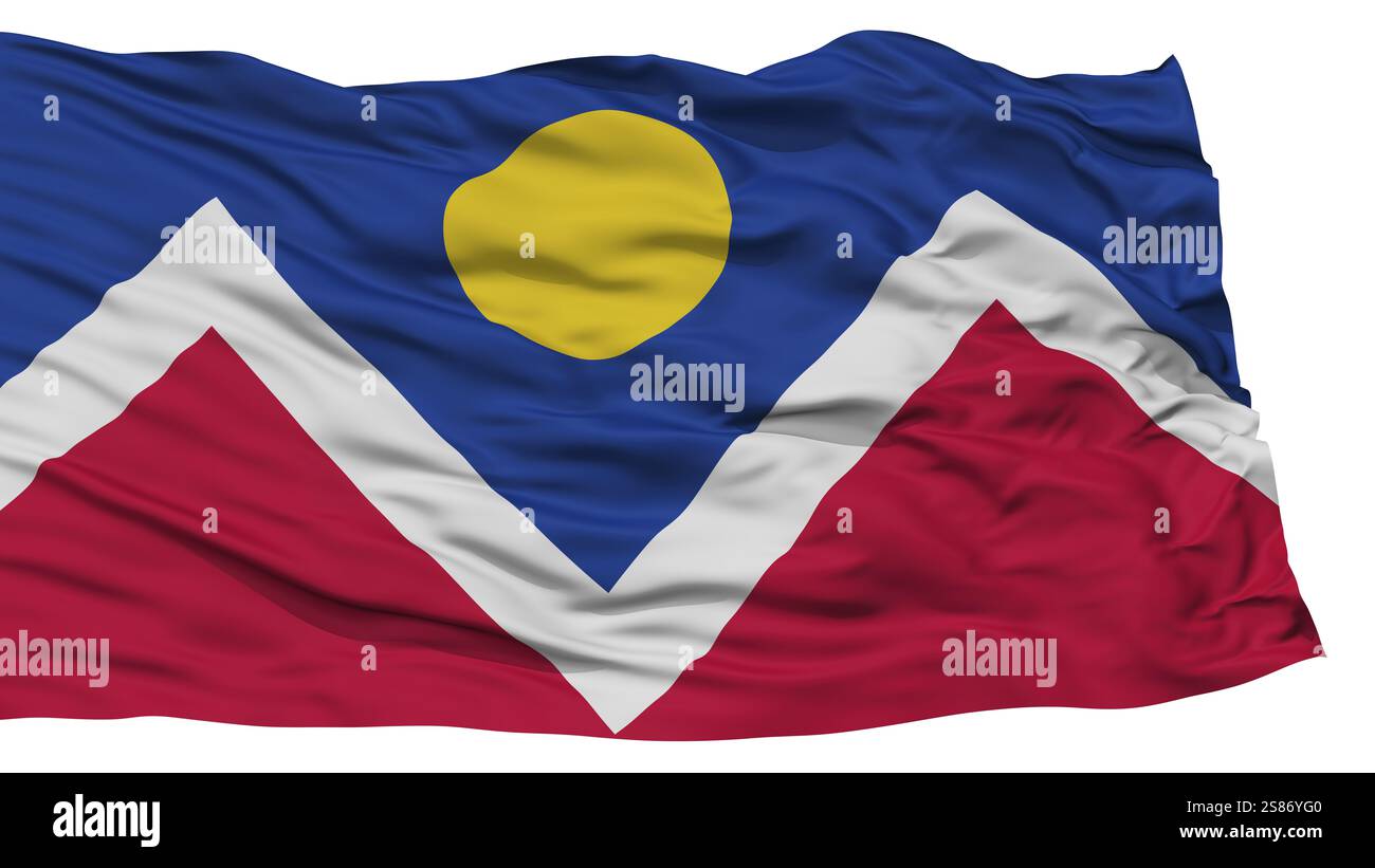 Isolated Denver Flag, Capital of Colorado State, Waving on White ...