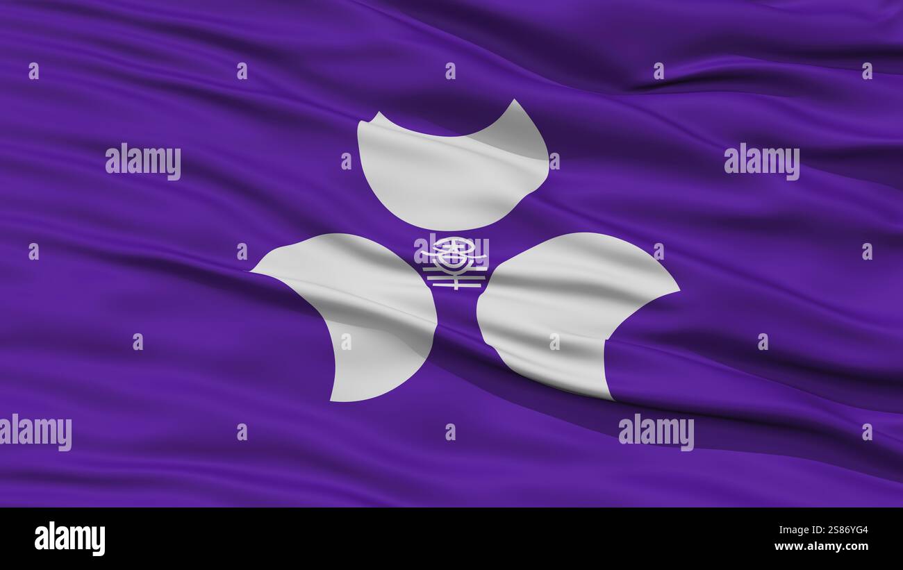 Closeup Gunma Japan Prefecture Flag, Waving in the Wind, High ...