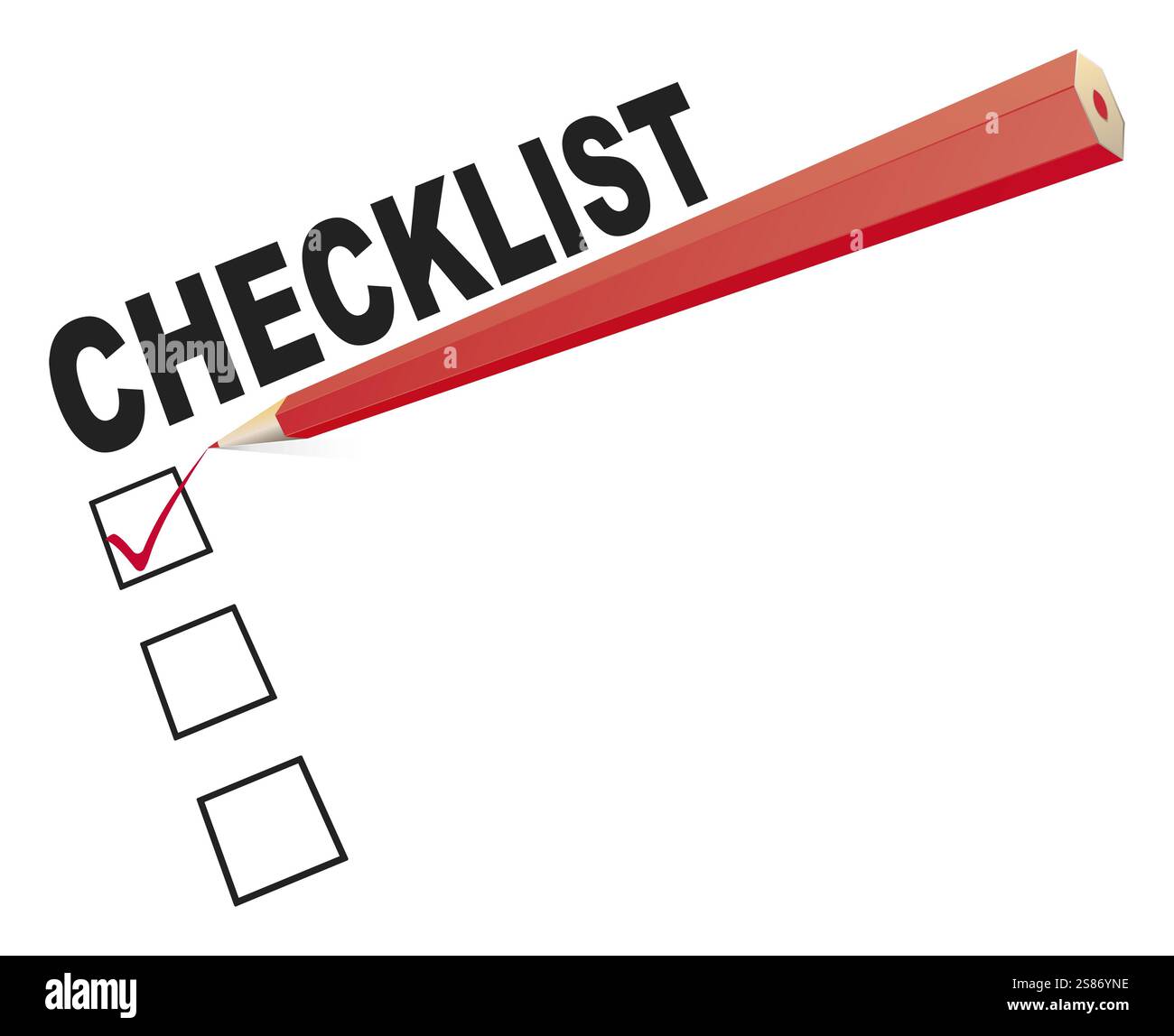 Image checklist red pencil hi-res stock photography and images - Alamy