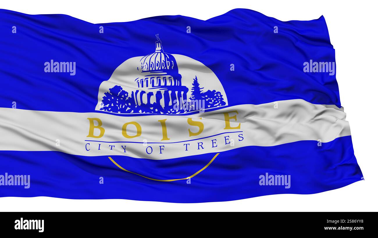 Isolated Boise Flag, Capital of Idaho State, Waving on White Background ...