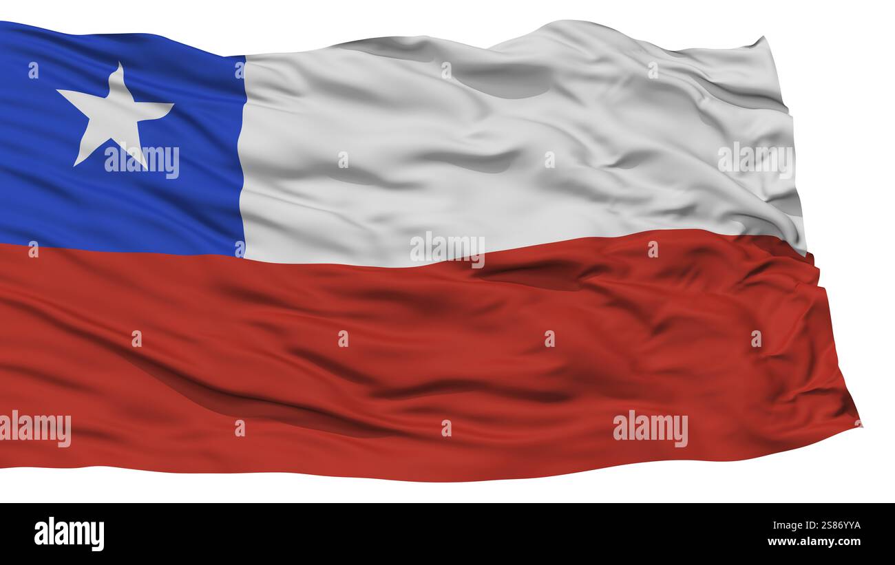 Isolated Chile Flag, Waving on White Background, High Resolution Stock ...