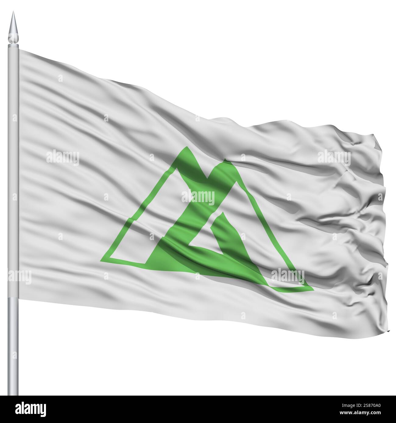 Isolated Toyama Japan Prefecture Flag on Flagpole, Flying in the Wind ...