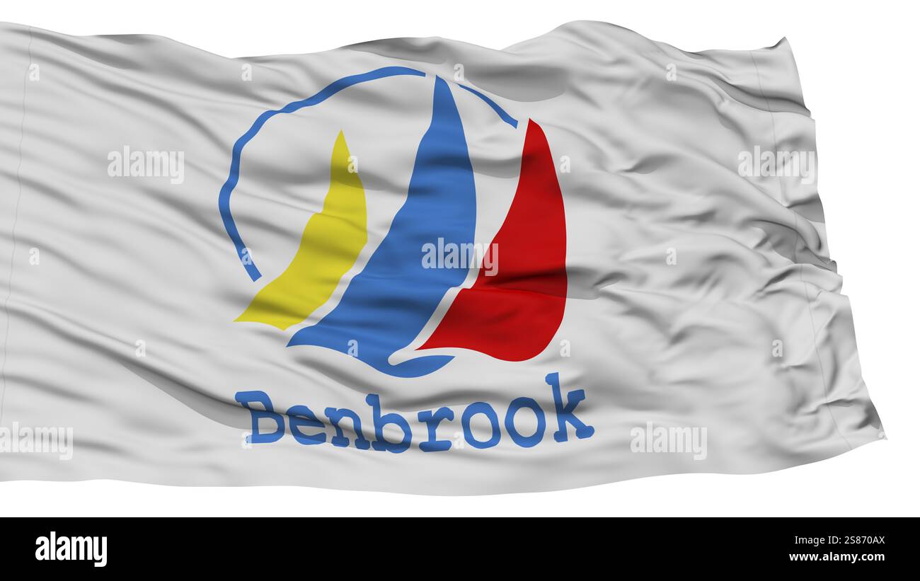 Isolated Benbrook City Flag, City of Texas State, Waving on White ...