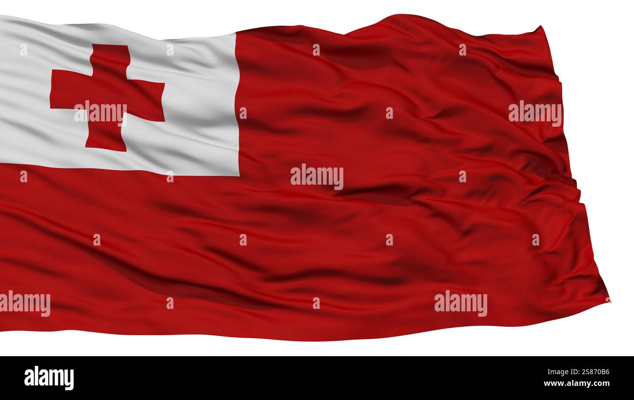Isolated Tonga Flag, Waving on White Background, High Resolution Stock ...