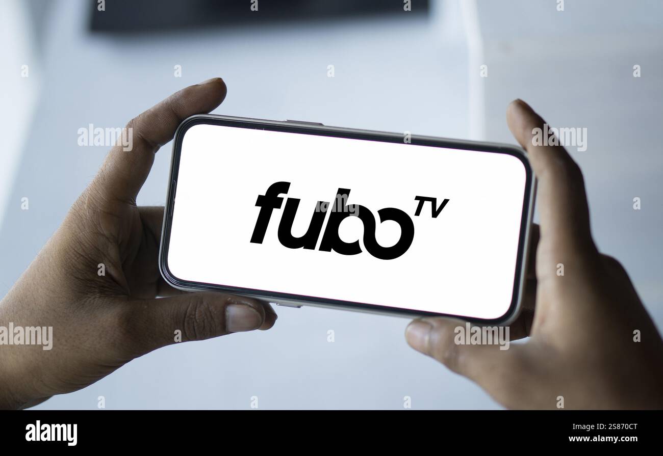 fubo tv logo is displayed on smartphone. FuboTV is an American ...