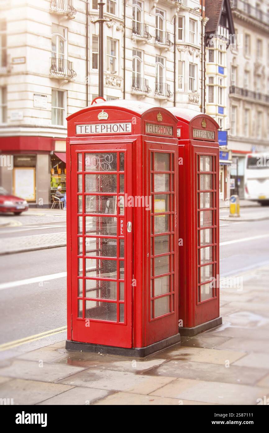 An image of famous red phone boxes in London Stock Photo - Alamy
