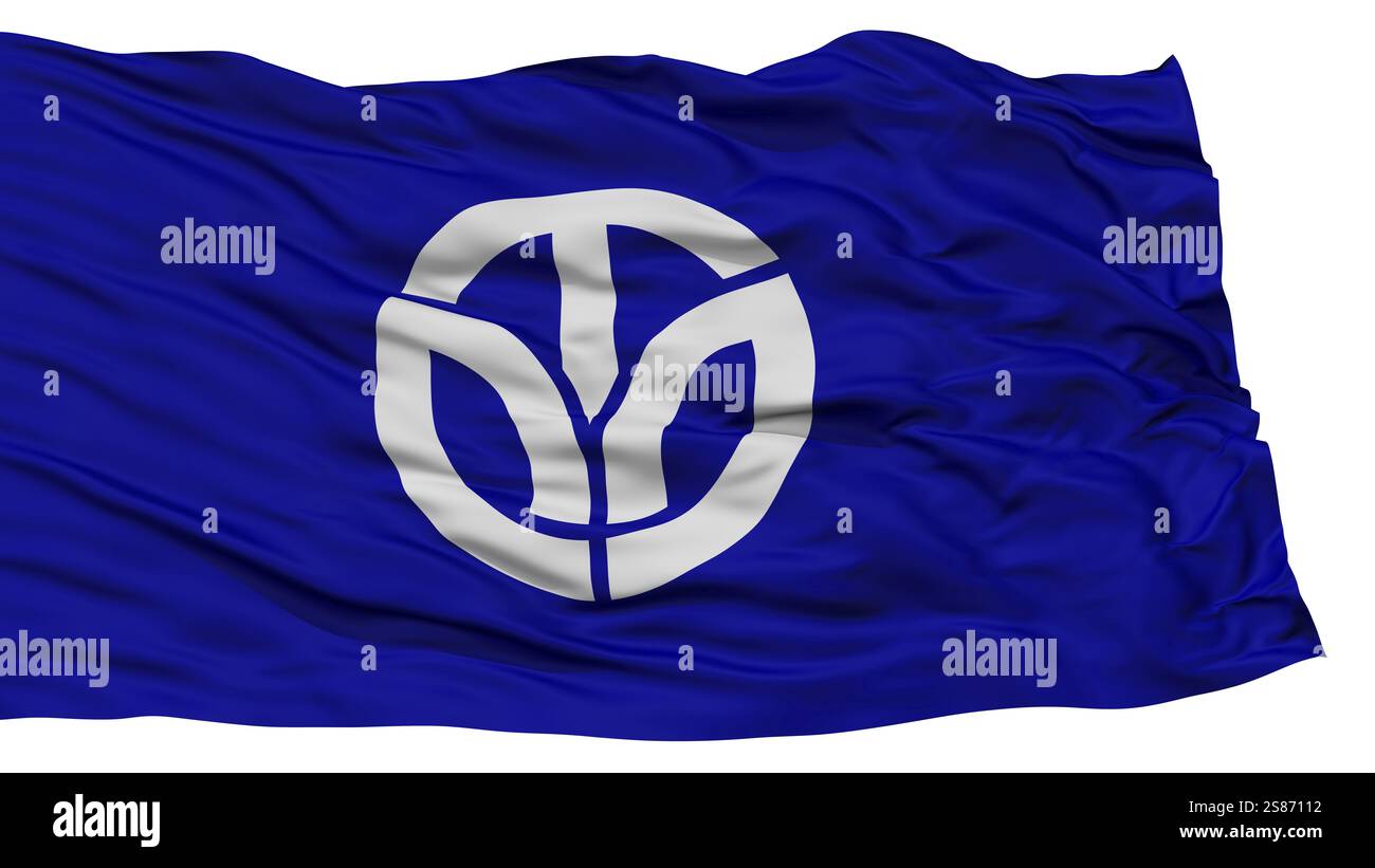 Isolated Fukui Japan Prefecture Flag, Waving on White Background, High ...