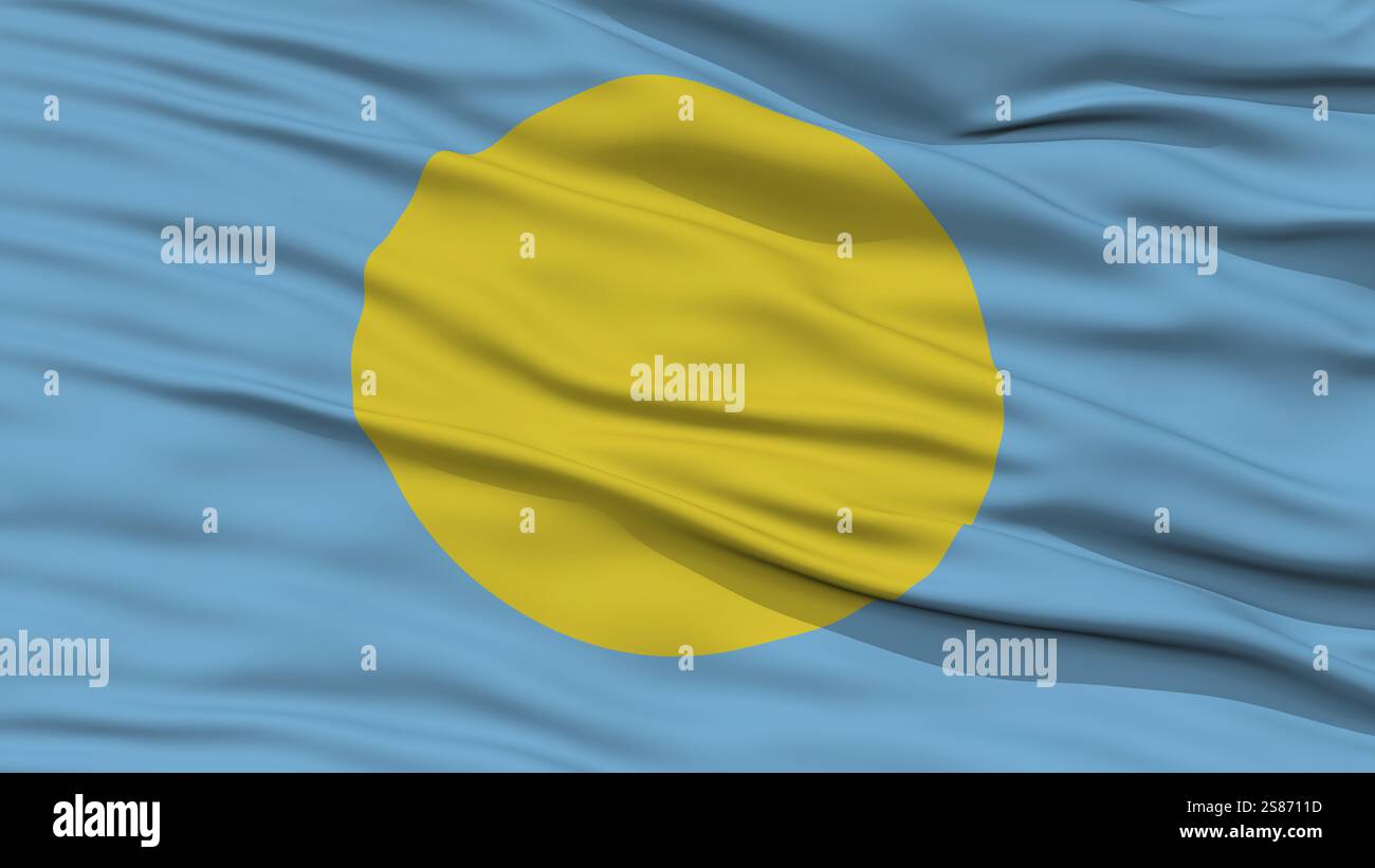 Flag of palau waving in the wind very high resolution hi-res stock ...