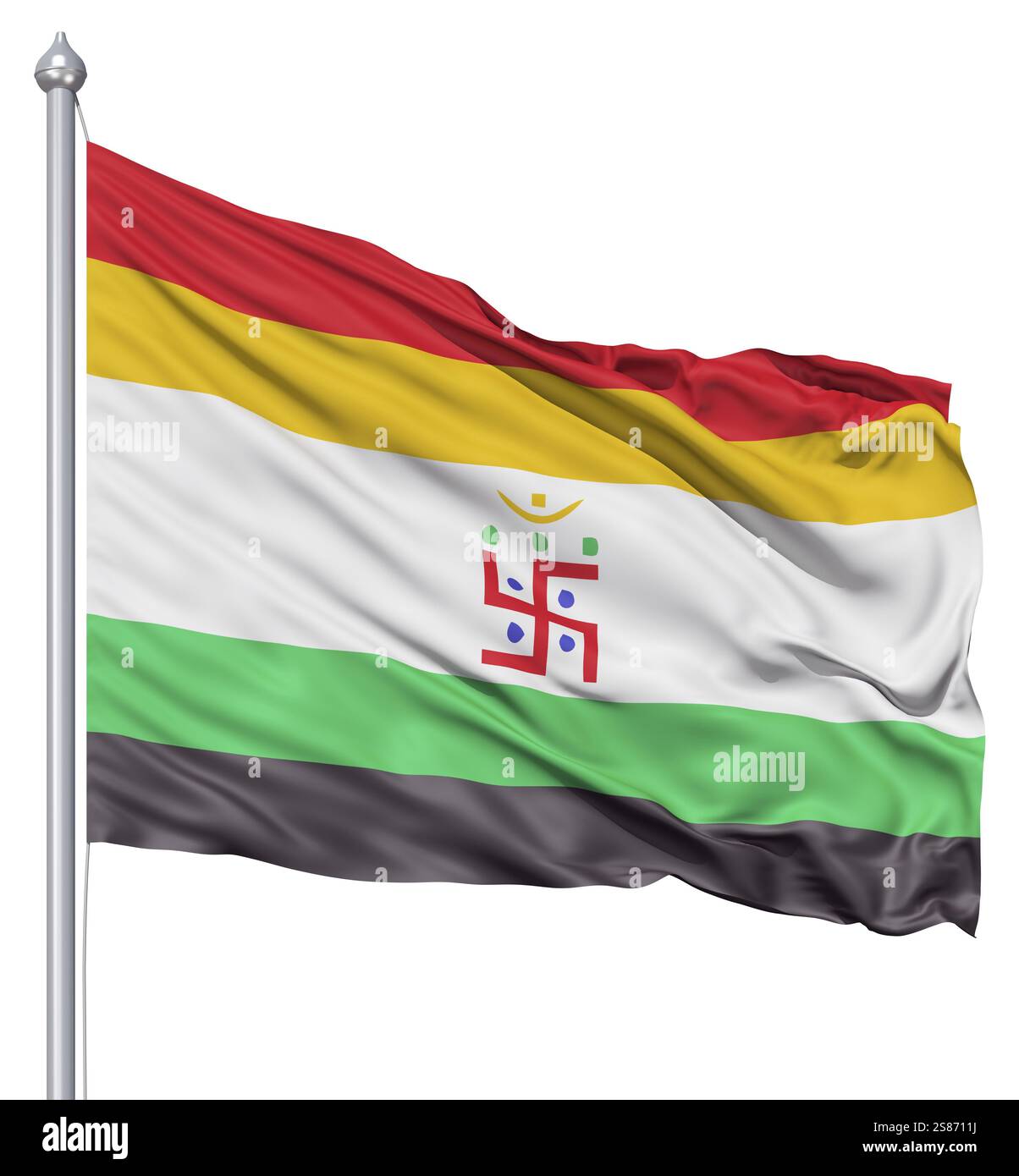 Realistic 3d flag of Jain fluttering in the wind Stock Photo - Alamy