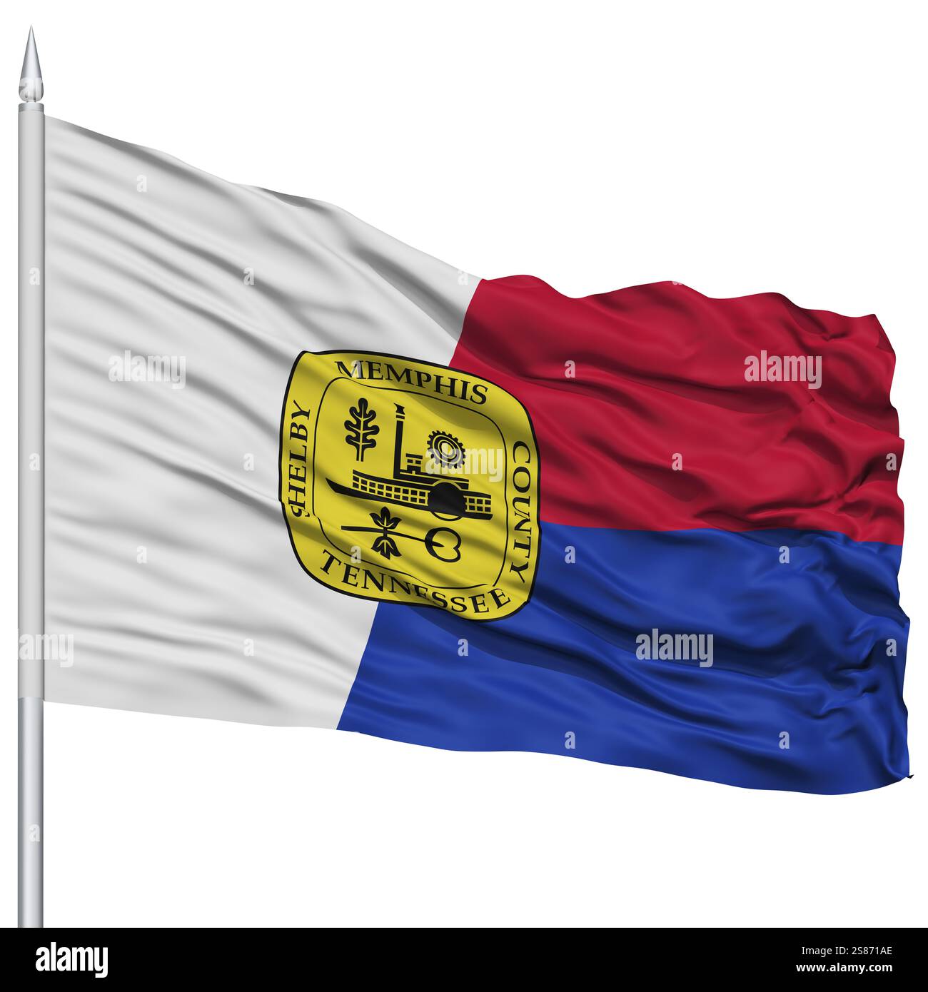 Memphis City Flag on Flagpole, Tennessee State, Flying in the Wind ...