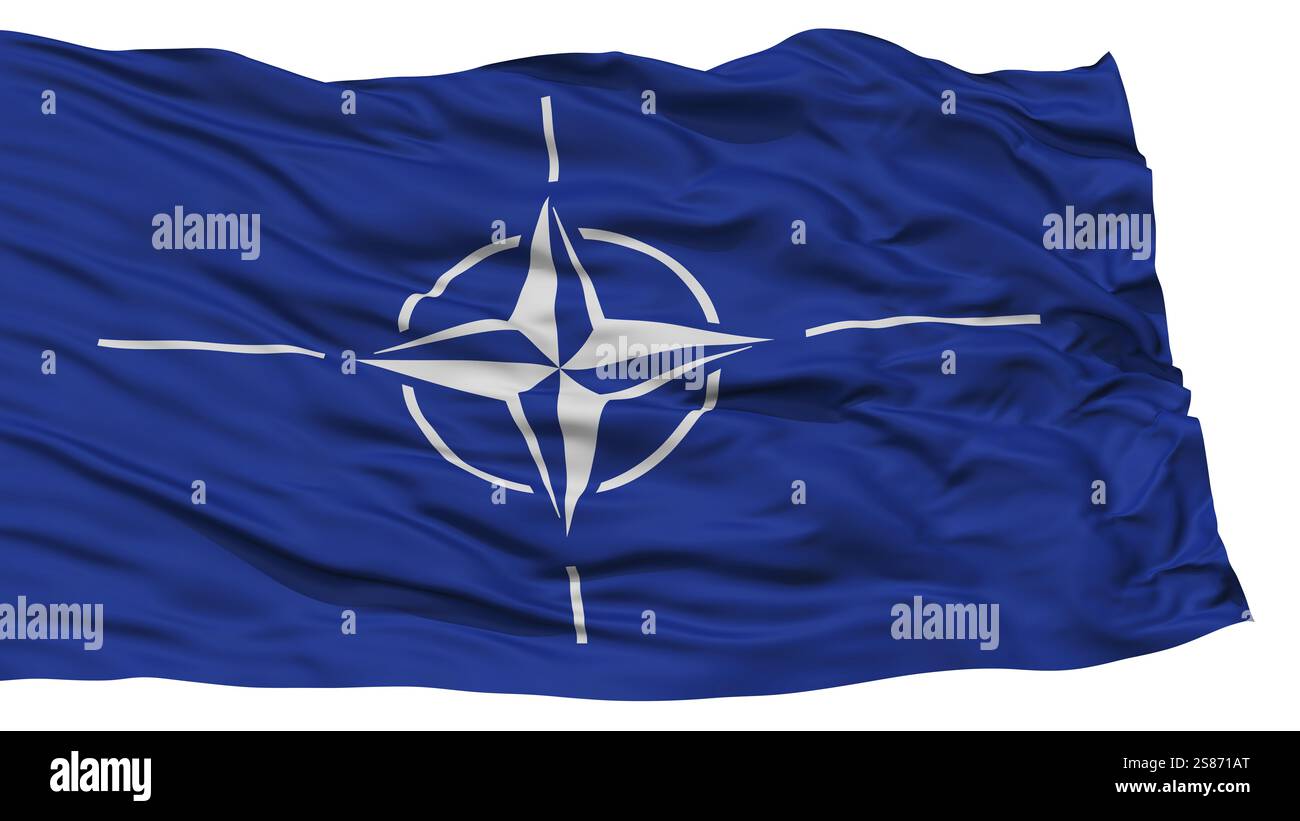 Isolated NATO Flag, Waving on White Background, High Resolution Stock ...