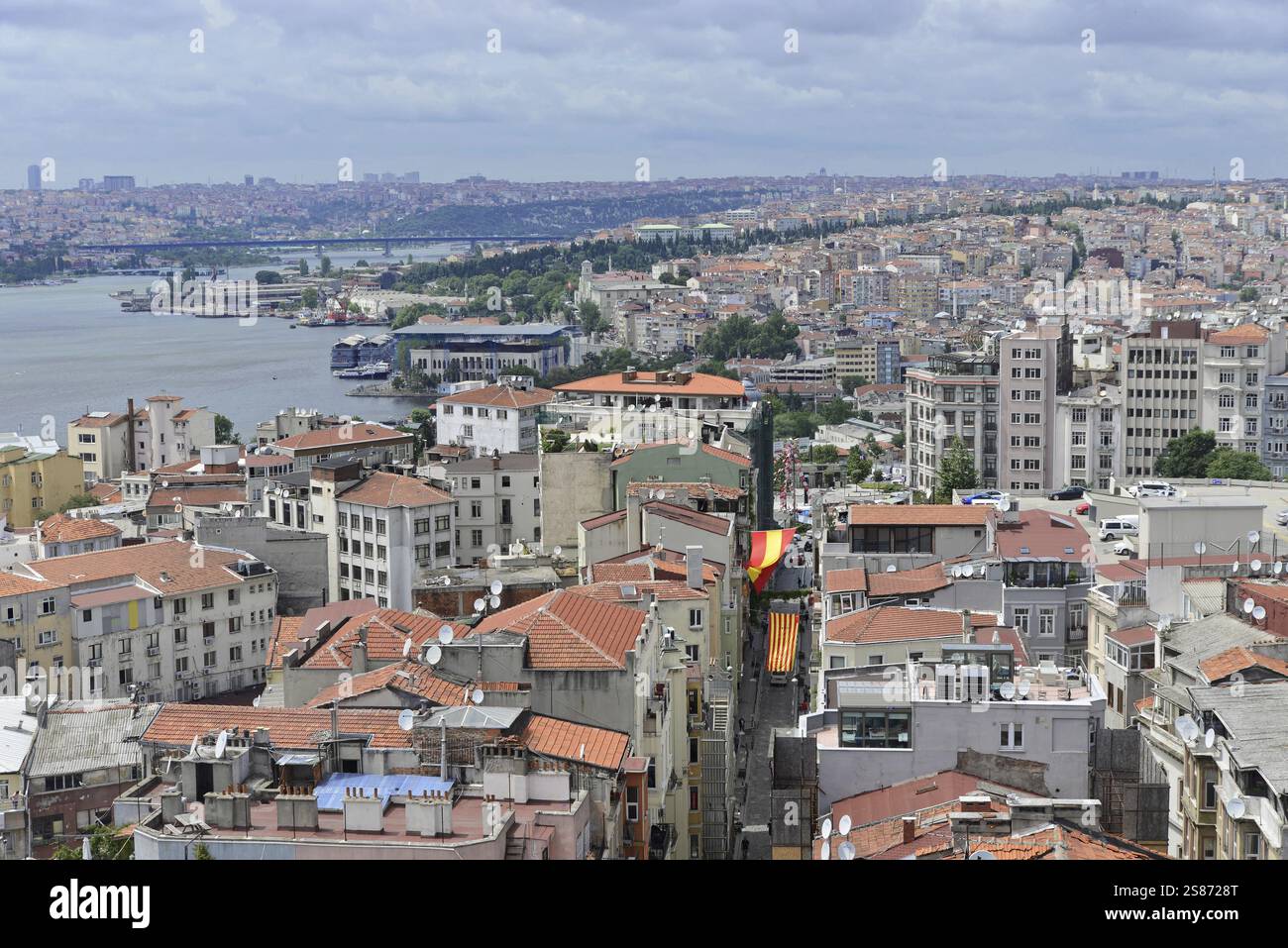 Cityscape with a view of the river and densely built-up area, Istanbul ...