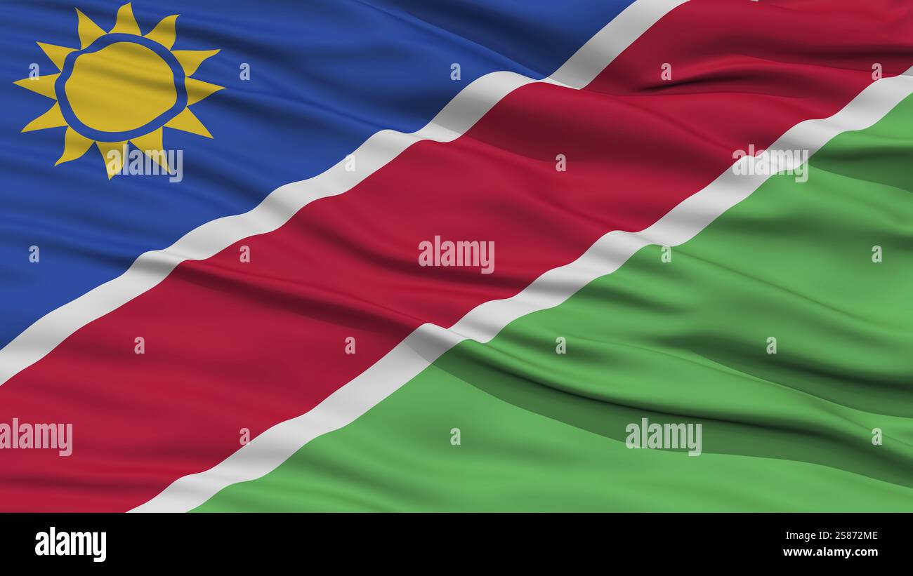 Closeup Namibia Flag, Waving in the Wind, High Resolution Stock Photo ...