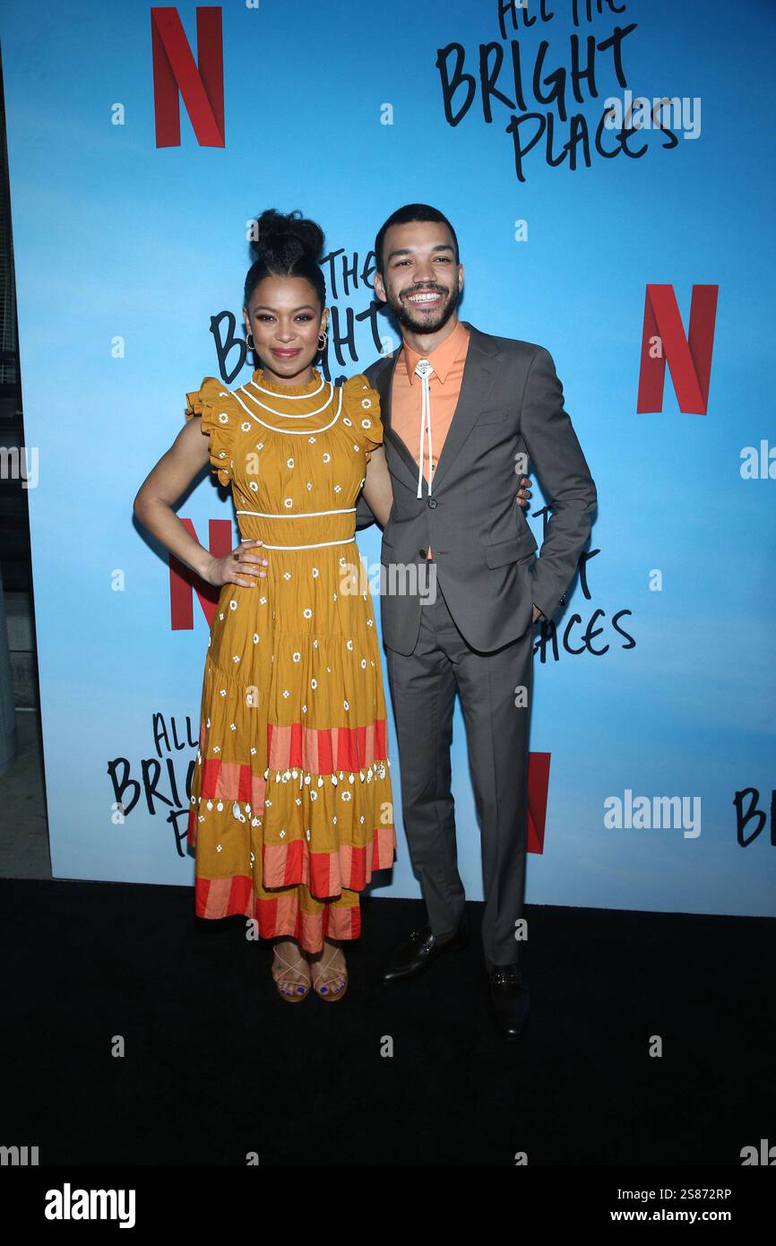 Jaz Sinclair and Justice Smith at the 'All the Bright Places' film ...