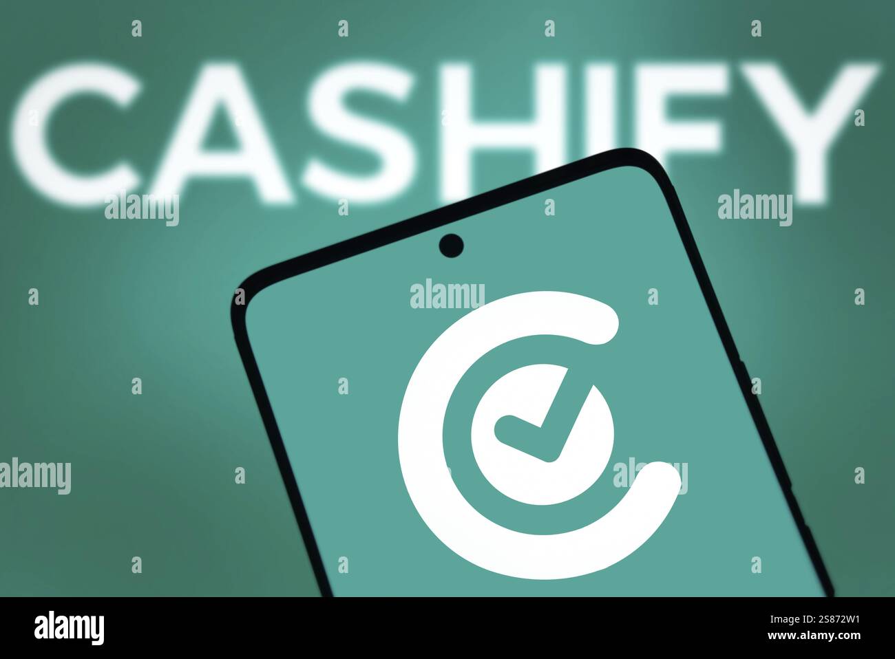 Cashify logo is displayed on smartphone. Cashify is a leading online ...