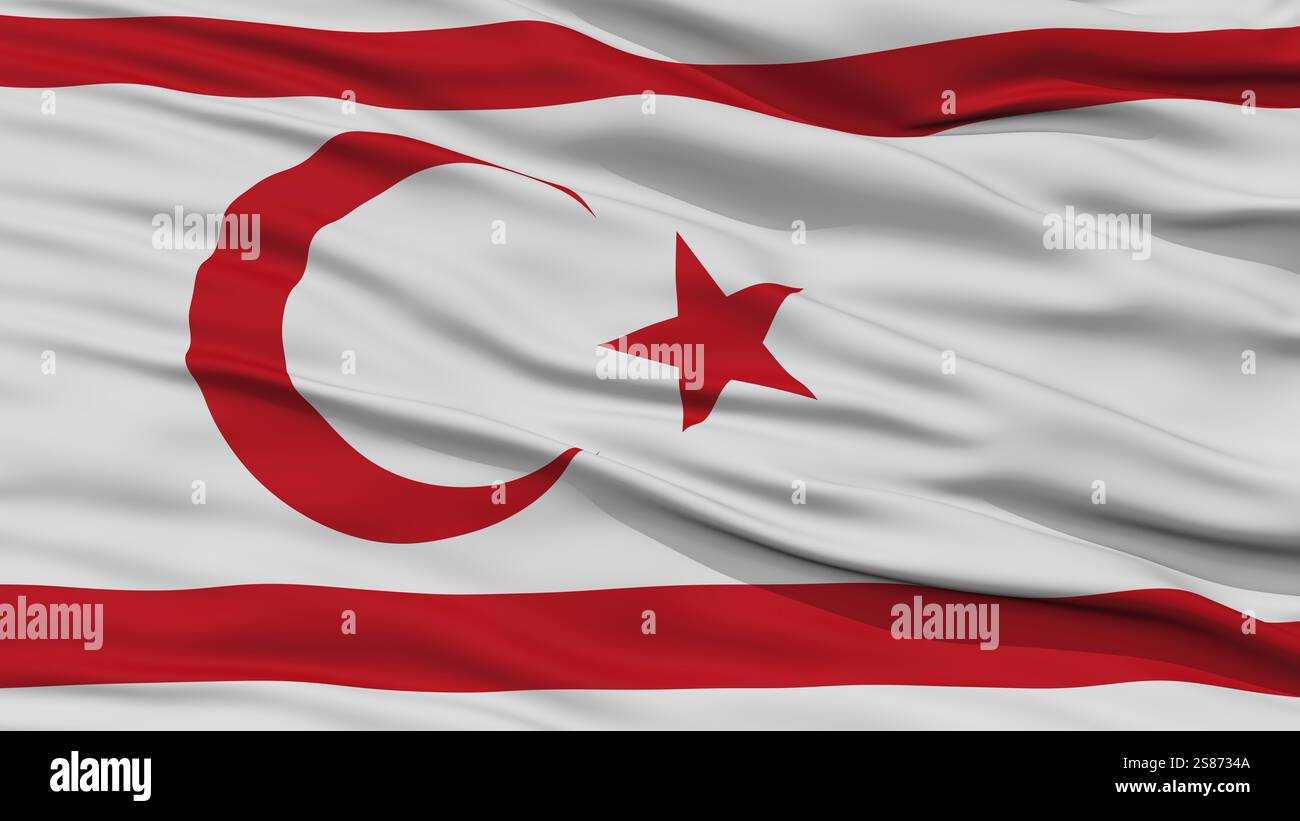 Closeup Northern Cyprus Flag, Waving in the Wind, High Resolution Stock ...
