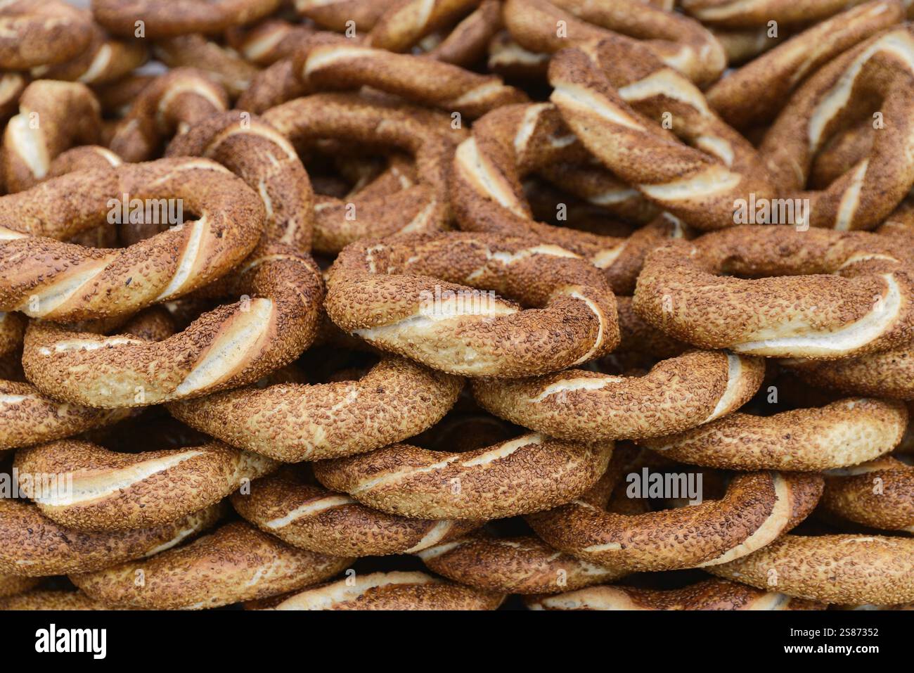 Sesame curls in large quantities with a brown, crispy texture, Istanbul ...