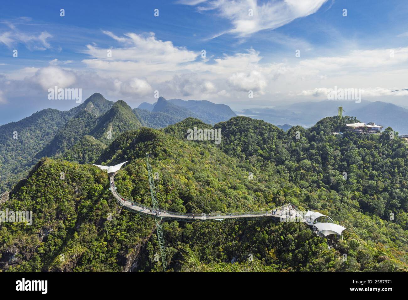 Sky Bridge tourist attraction, pedestrian cable-stayed bridge, Langkawi ...