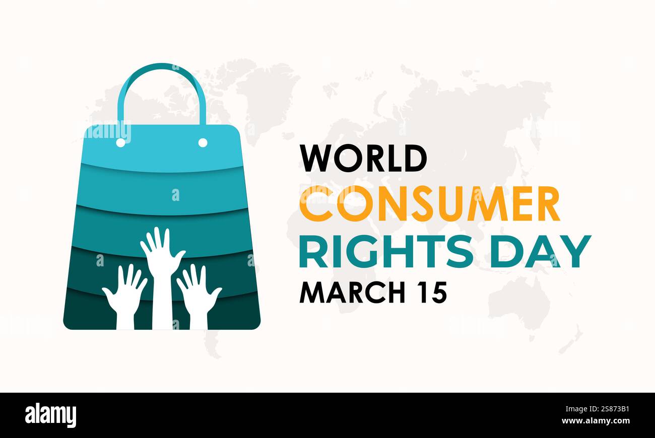 World Consumer Rights Day is celebrated on March 15th. Paper cut design ...