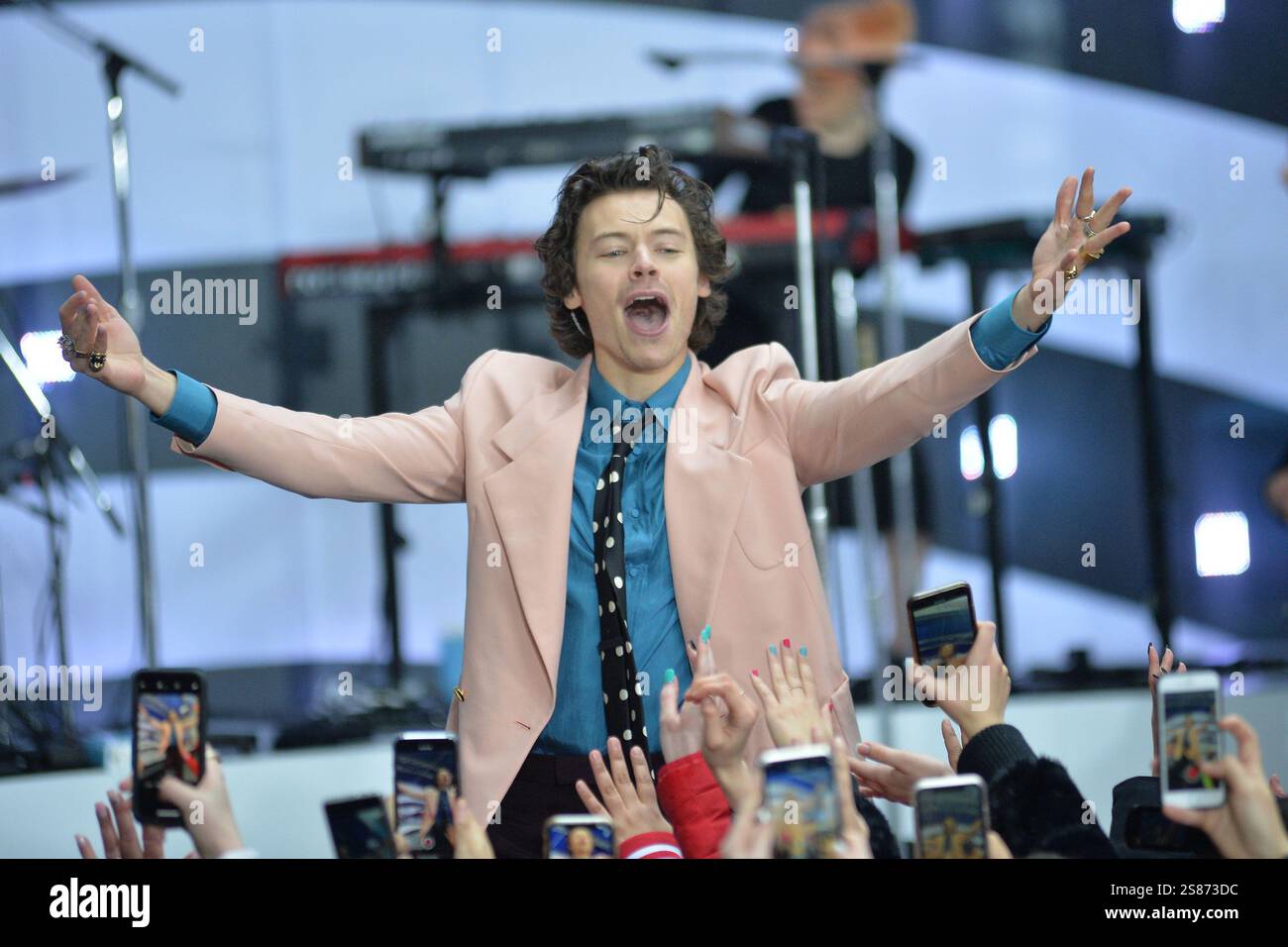 Harry Styles performing on NBC's Today Show at Rockefeller Plaza on ...