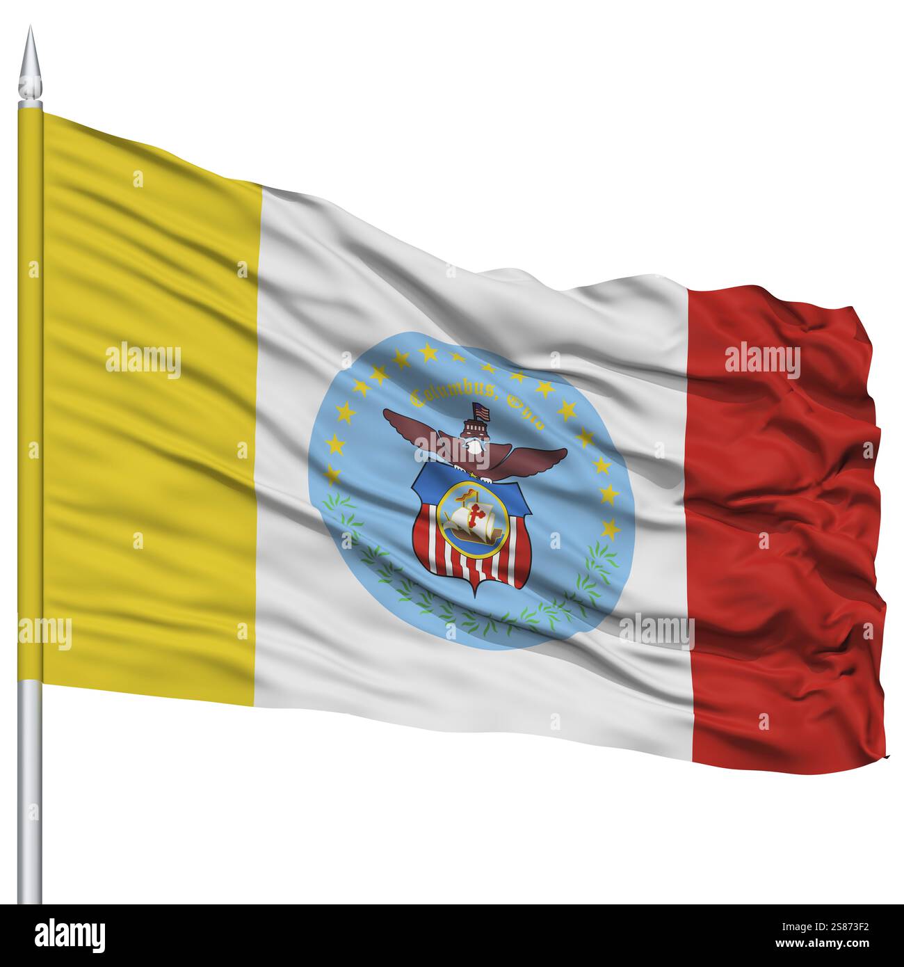Columbus Flag on Flagpole, Capital of Ohio State, Flying in the Wind ...