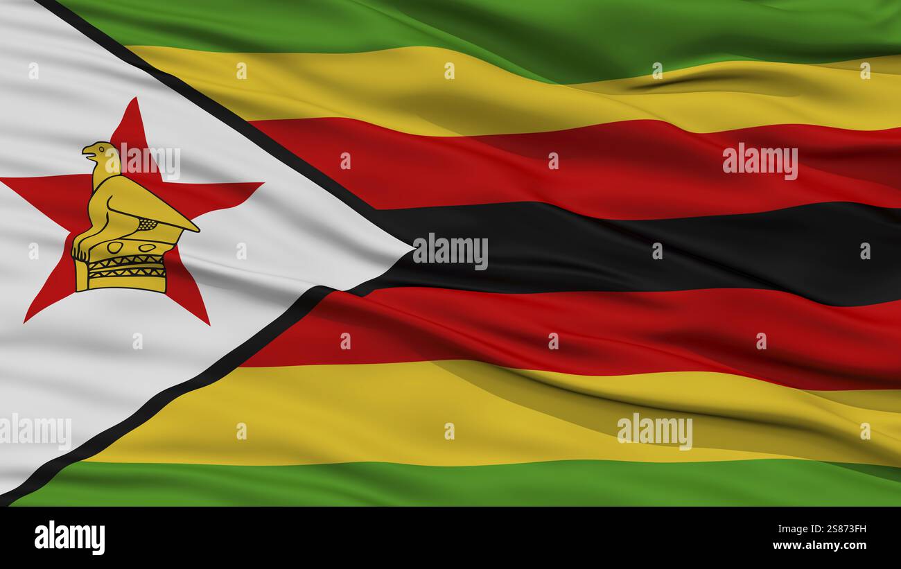 Closeup Zimbabwe Flag, Waving in the Wind, High Resolution Stock Photo ...