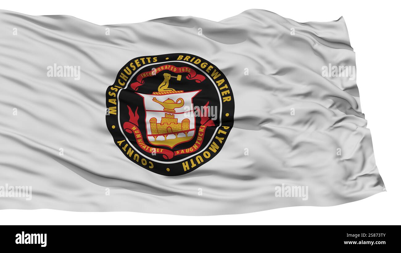 Isolated Bridgewater City Flag, City of Massachusetts State, Waving on ...