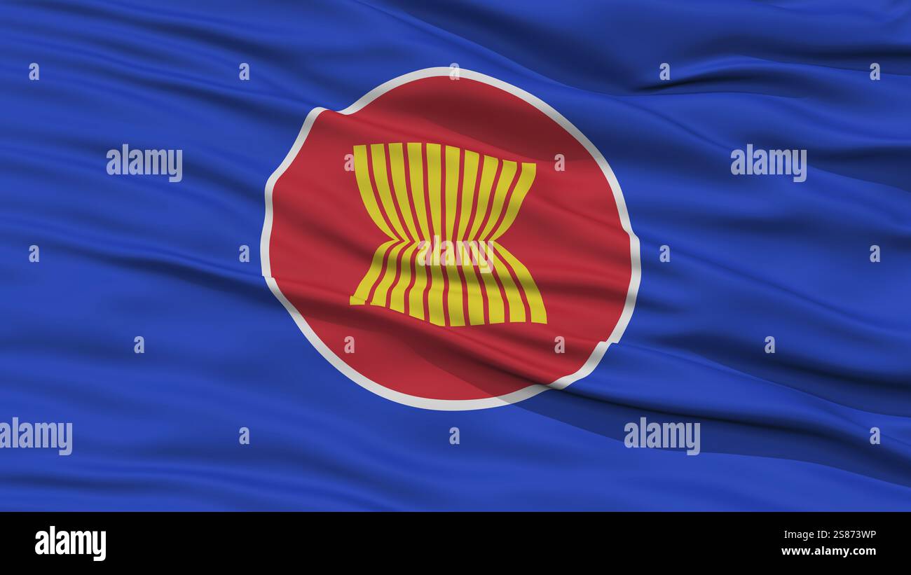 Closeup ASEAN Flag, Waving in the Wind, High Resolution Stock Photo - Alamy