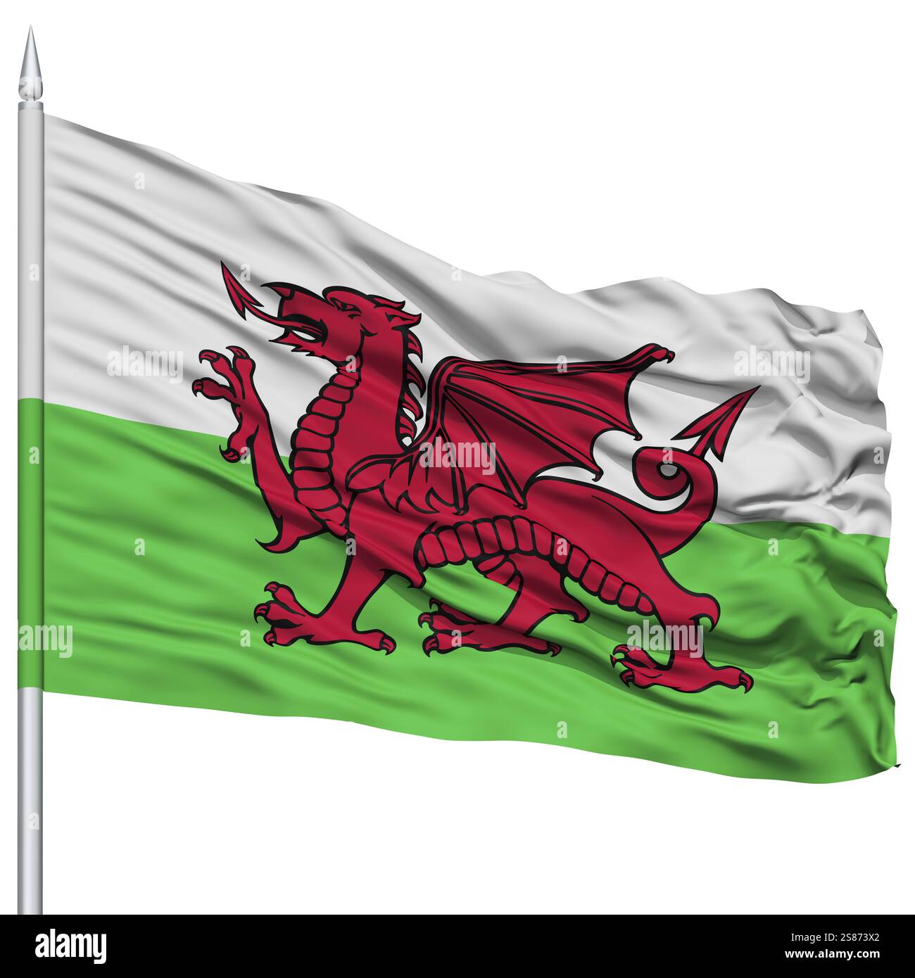 Welsh flag flying Cut Out Stock Images & Pictures - Alamy