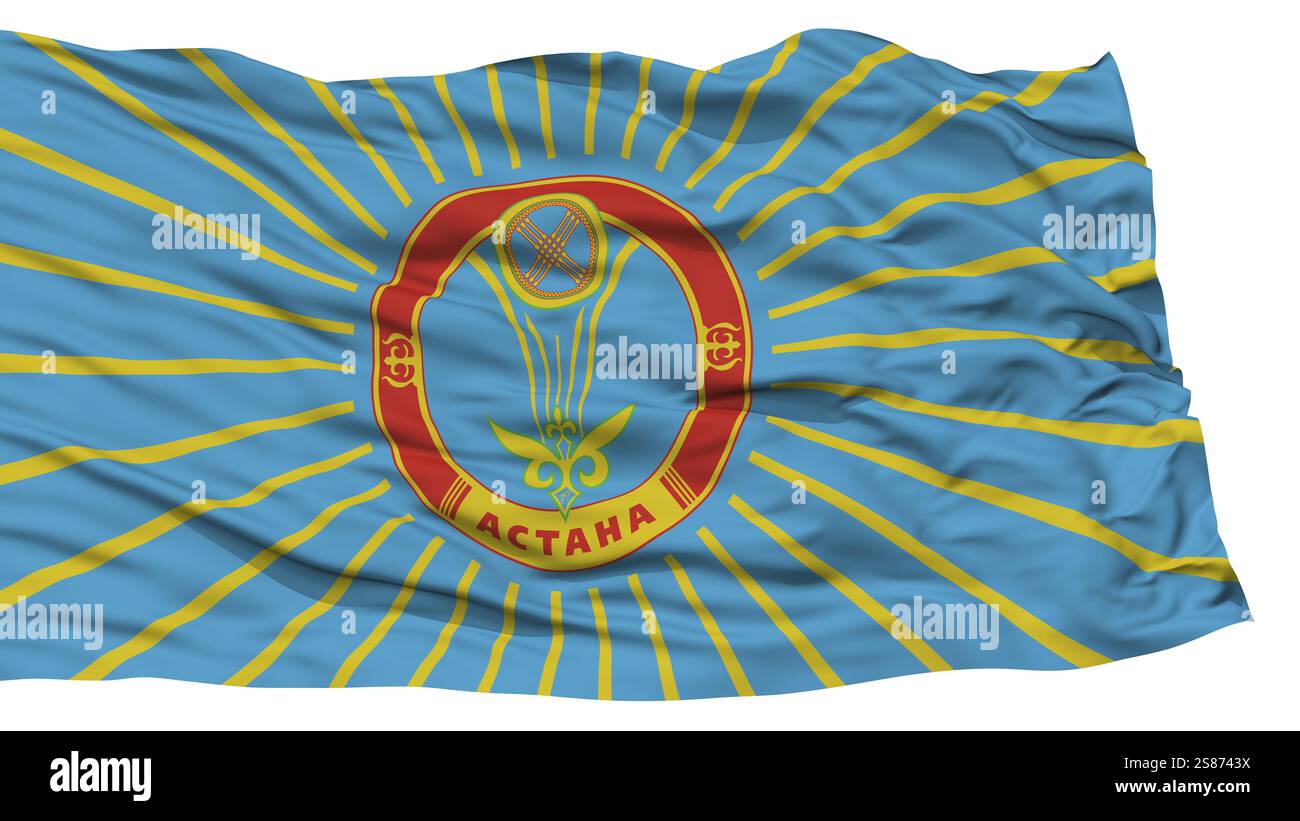 Isolated Astana City Flag, Capital City of Kazakhstan, Waving on White ...