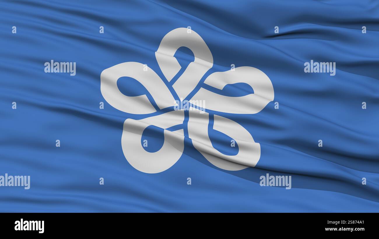 Closeup Fukuoka Japan Prefecture Flag, Waving in the Wind, High ...
