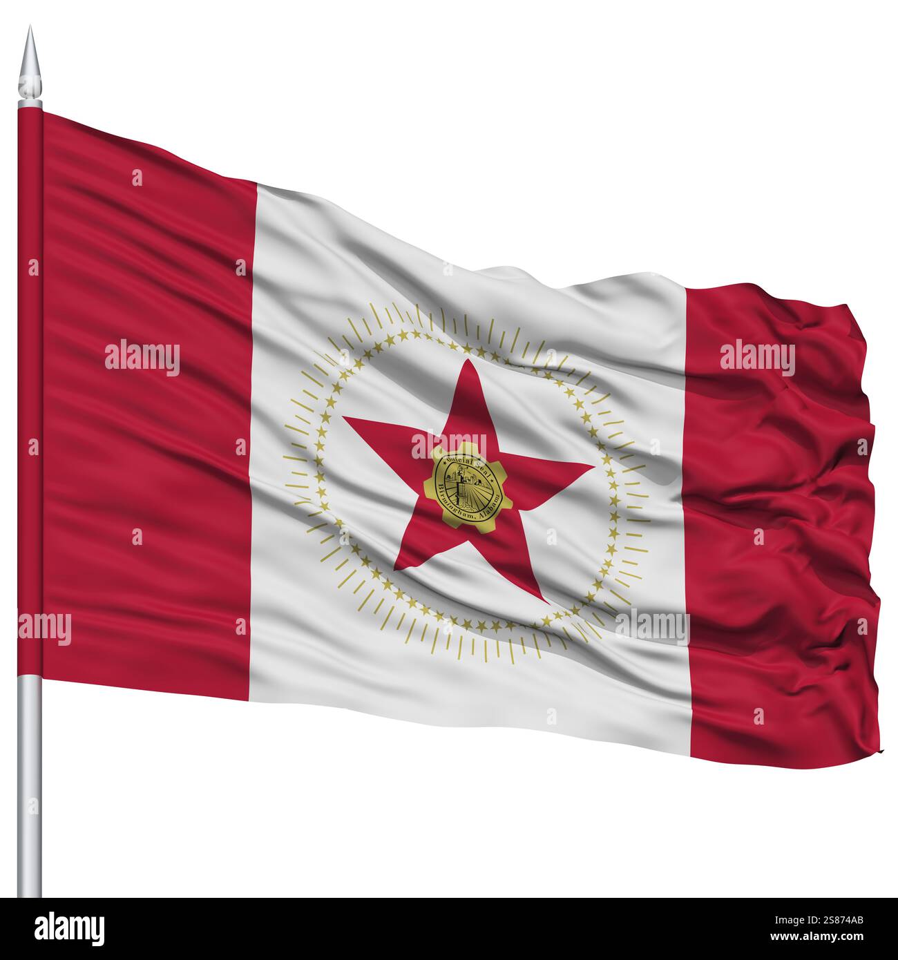 Birmingham City Flag on Flagpole, Alabama State, Flying in the Wind ...