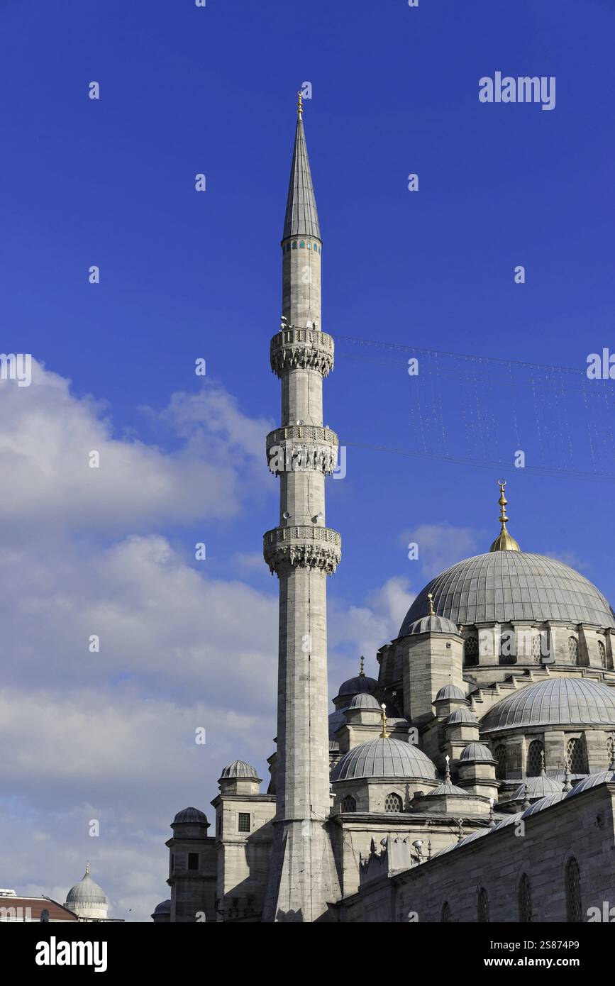 High minarets of a mosque under a clear blue sky, Istanbul, Istanbul ...