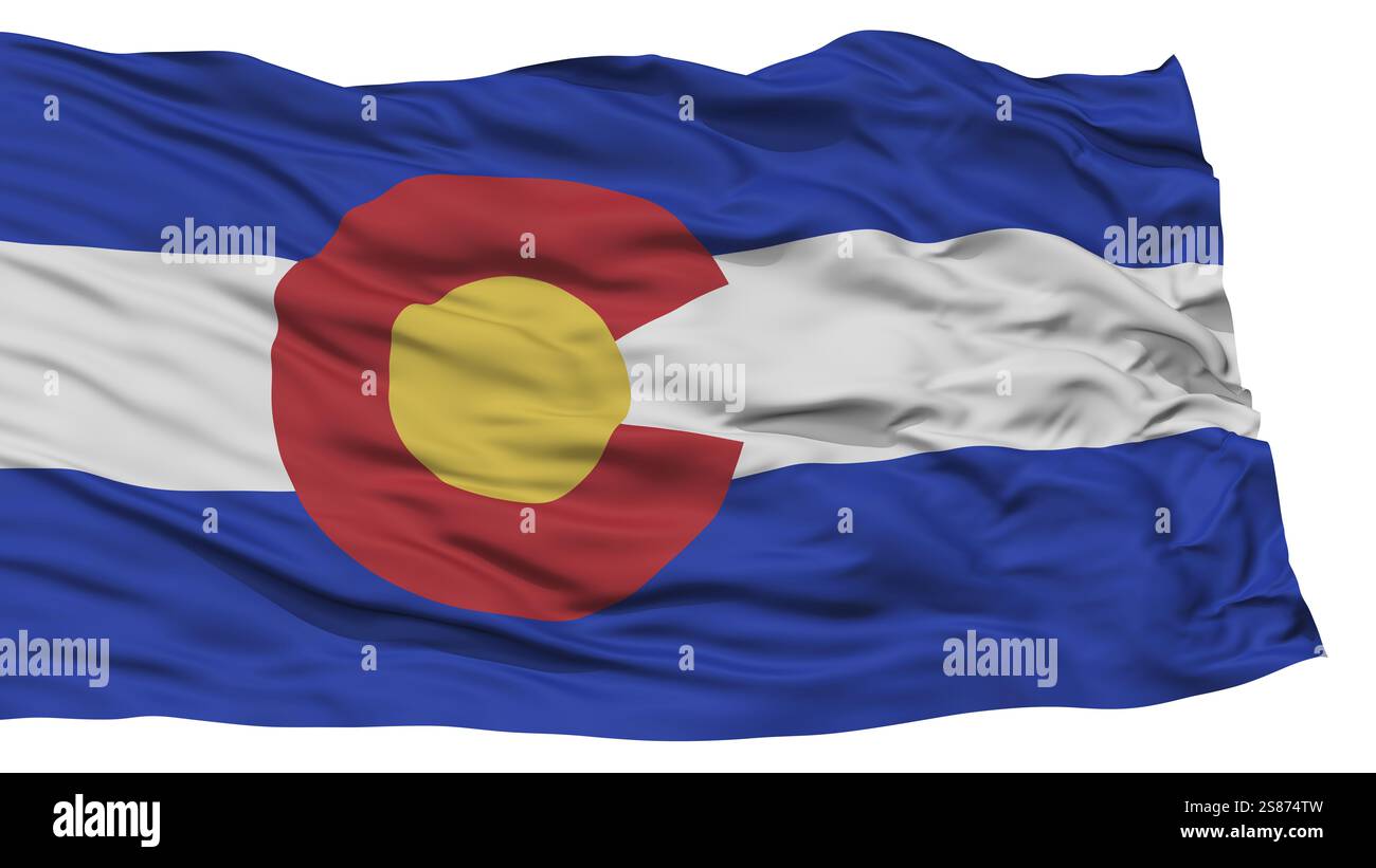 Isolated Colorado Flag, USA state, Waving on White Background, High ...