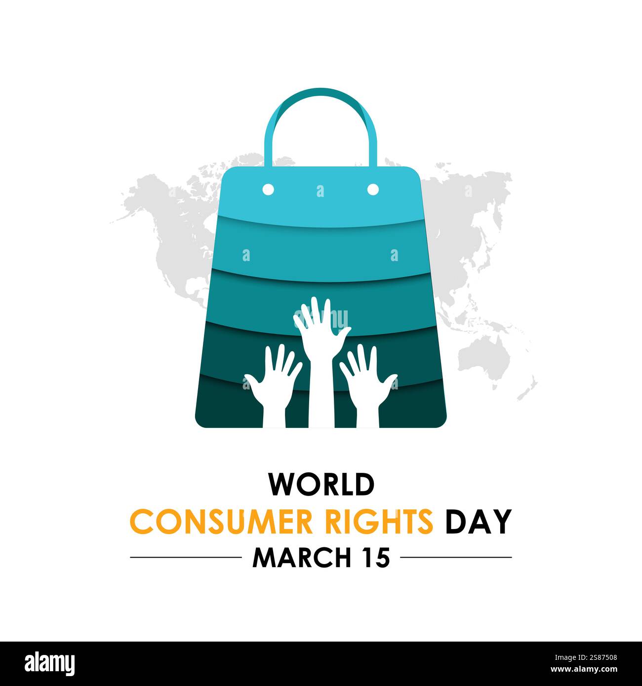 World Consumer Rights Day is celebrated on March 15th. Paper cut design ...