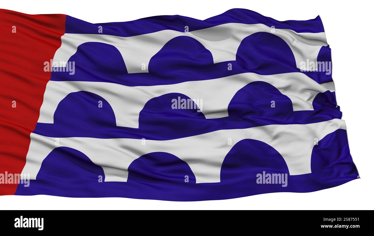 Isolated Des Moines Flag, Capital of Iowa State, Waving on White ...