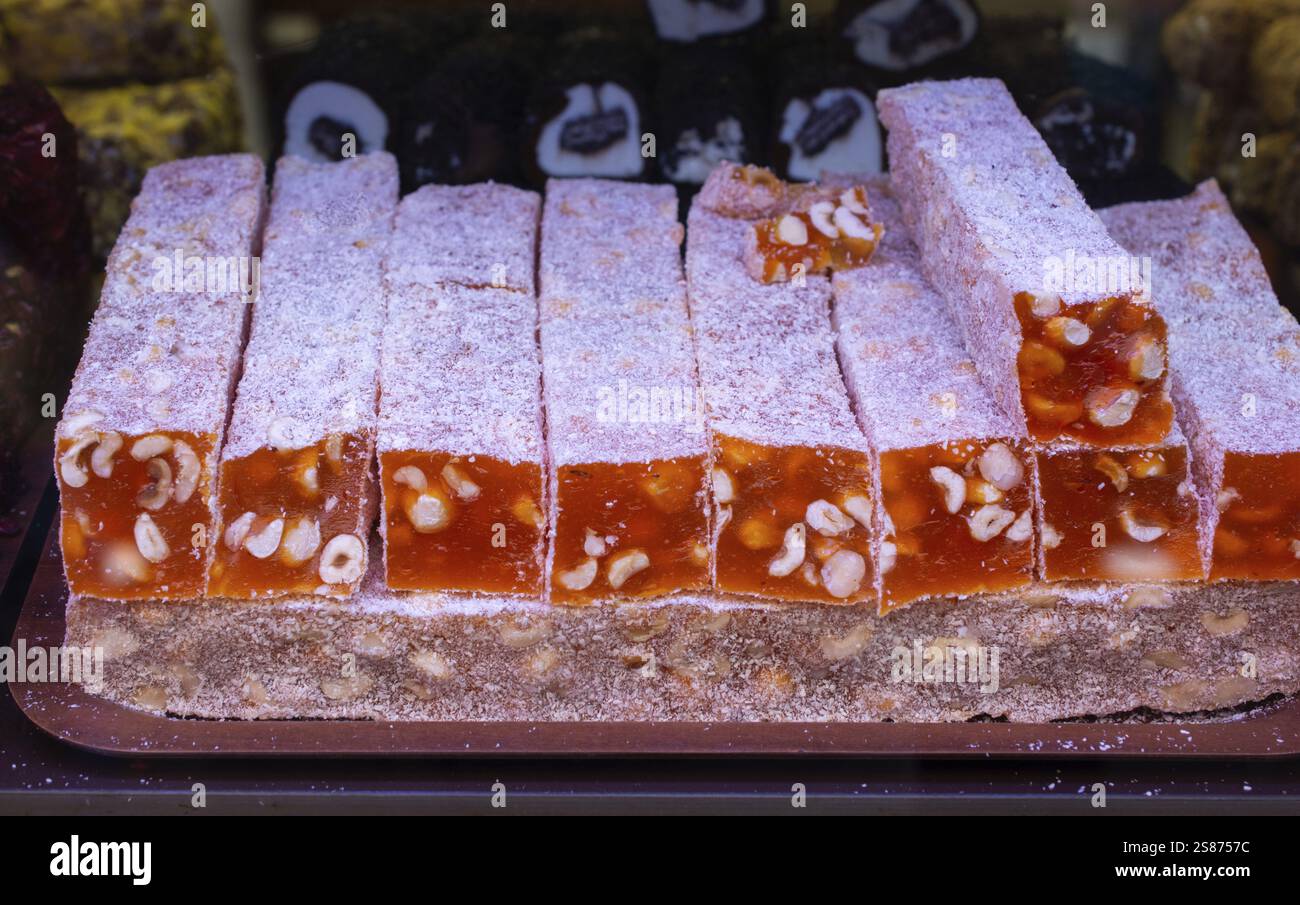 Traditional Turkish Delight, Sugar coated soft candy Stock Photo - Alamy