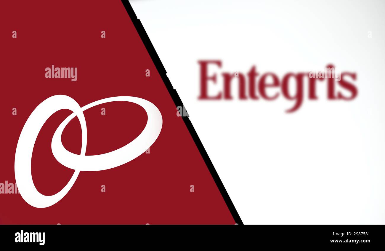 entegris logo is displayed on smartphone. Entegris, Inc. is a supplier ...