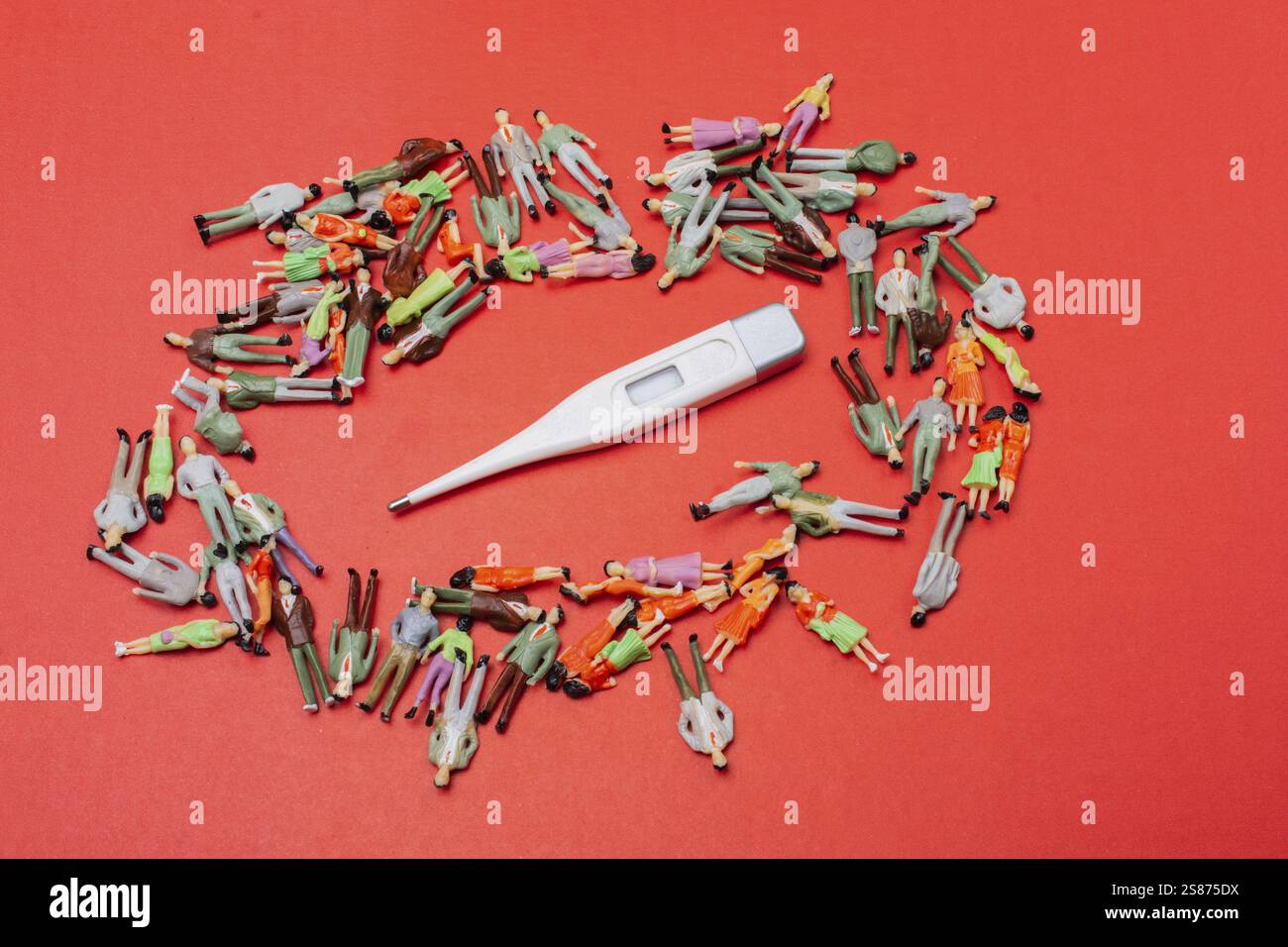 Colorful diverse miniature people figurines make crowd on ground Stock ...