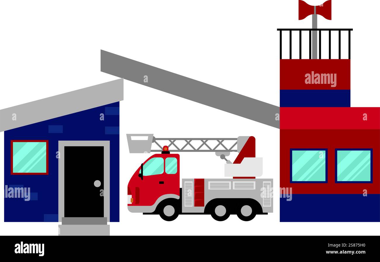 firefighter station and truck Stock Vector Image & Art - Alamy