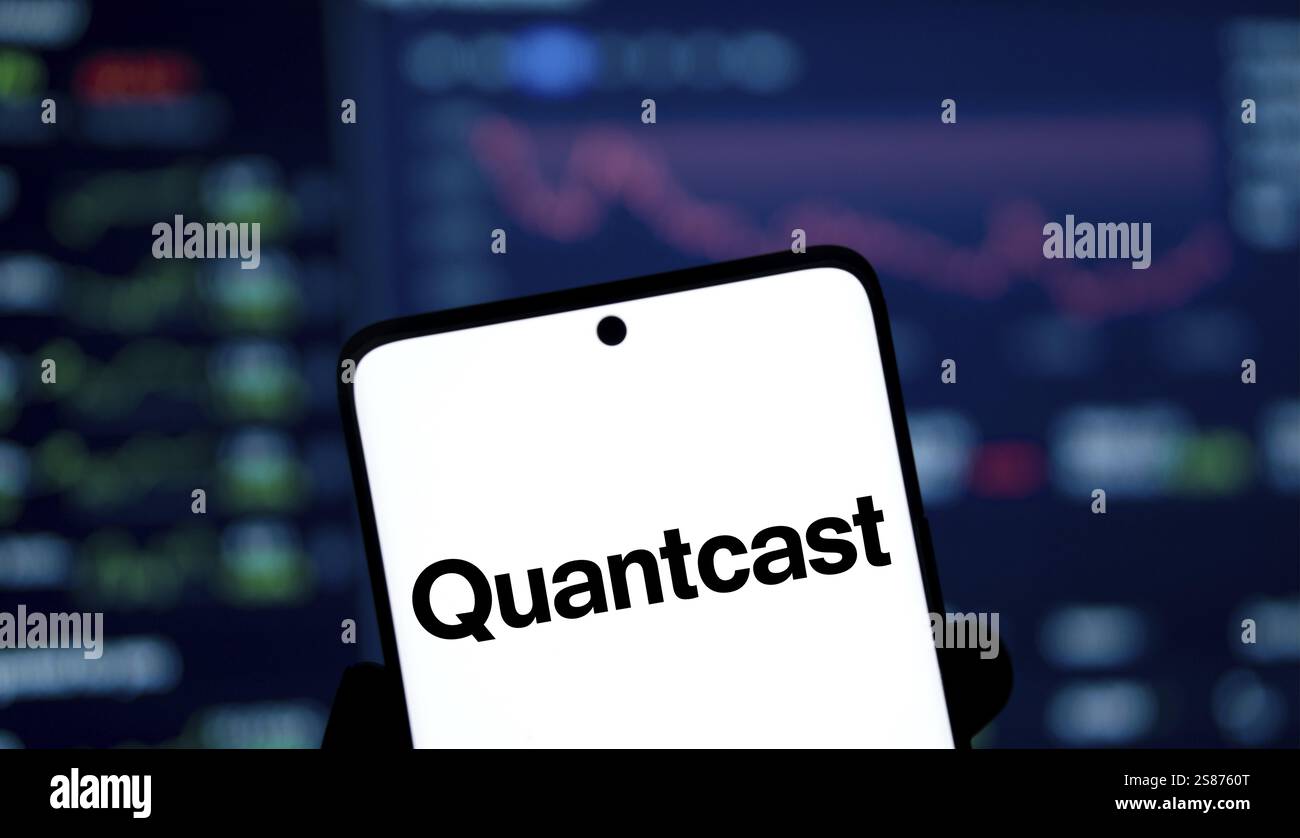 Quantcast logo is displayed on smartphone. Quantcast is an American technology company Stock ...