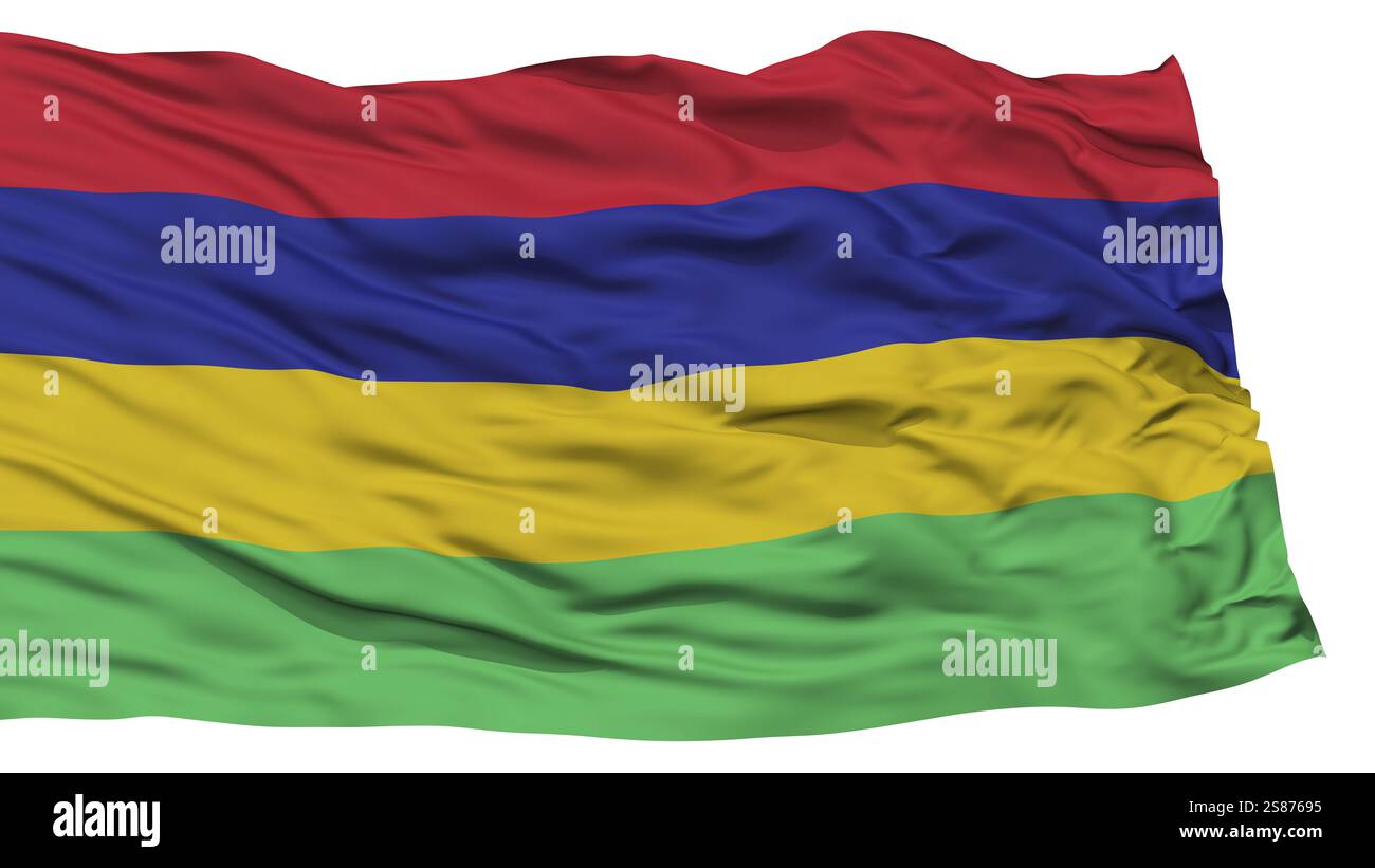 Isolated Mauritius Flag, Waving on White Background, High Resolution ...