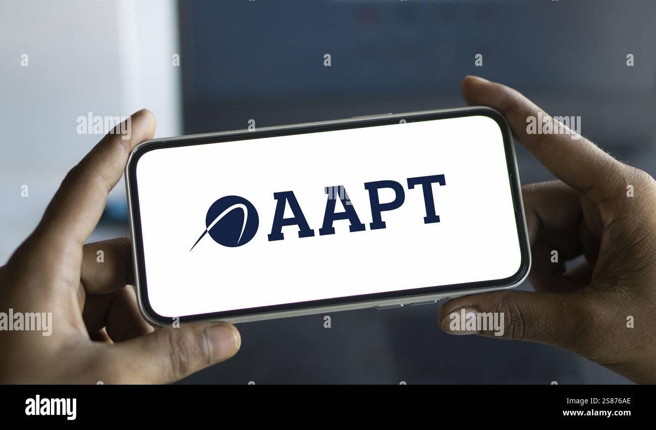 Dhaka, Bangladesh- 18 jan 2025, AAPT logo is displyed on smartphone. AAPT is a fixed-line ...