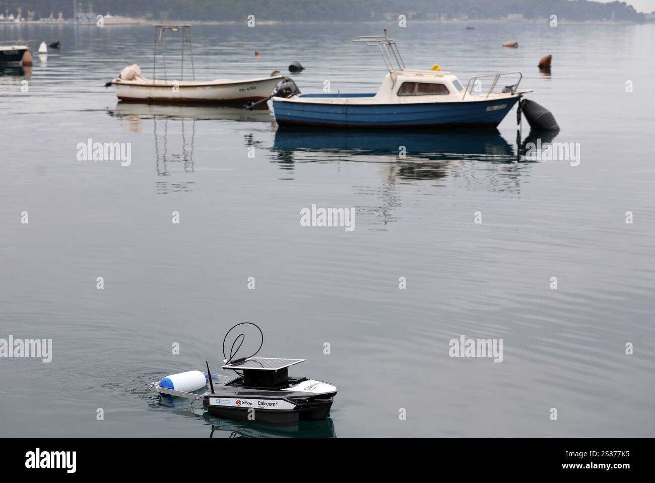 Photo taken on January 21, 2025. shows robot boat Jadranko in Pula ...