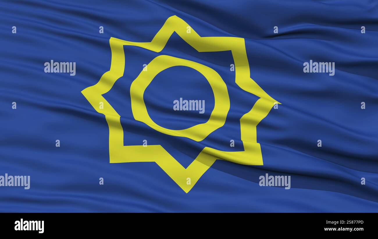 Closeup Seoul City Flag, Capital City of South Korea, Waving in the ...