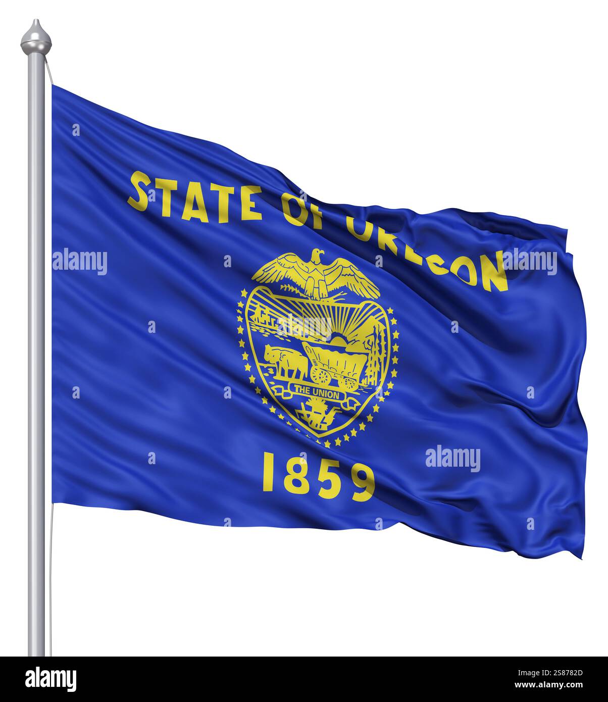 Realistic 3d flag of United States of America Oregon fluttering in the ...