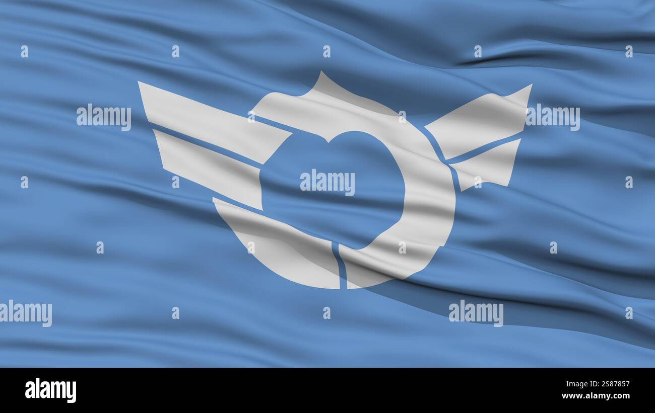 Closeup Shiga Japan Prefecture Flag, Waving in the Wind, High ...