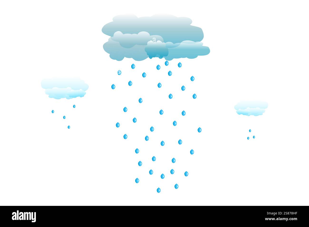 Clouds and rain on white background. Cloud with raindrops. Raining ...