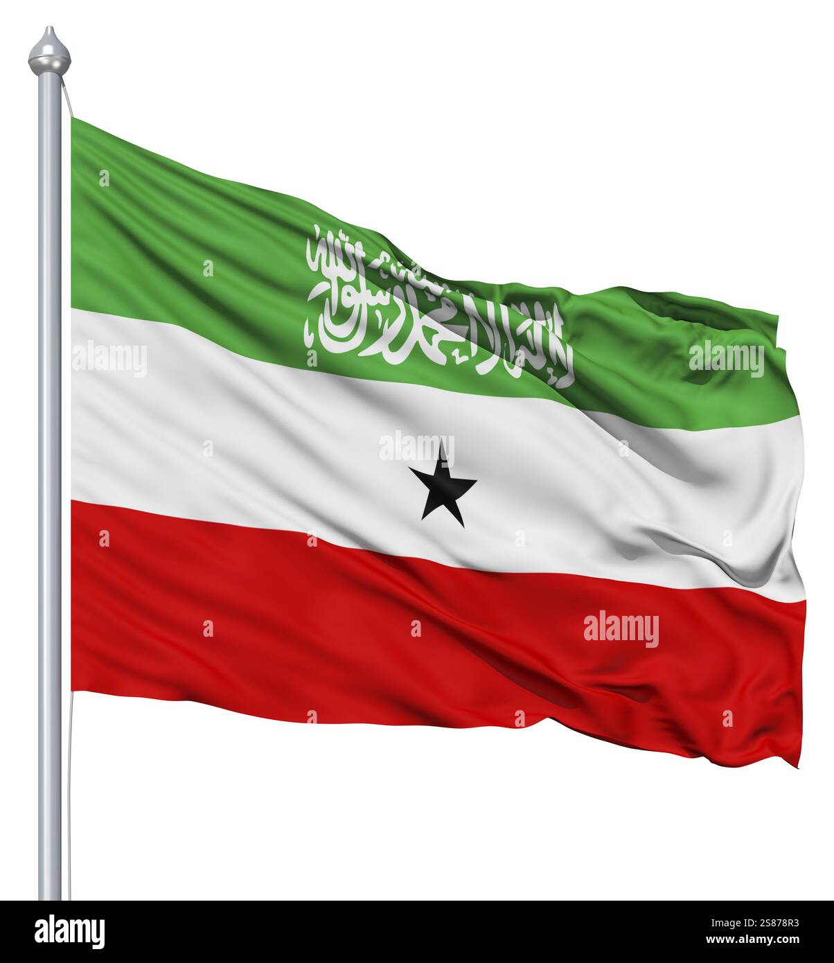 Flag of Somaliland with flagpole waving in the wind against white background Stock Photo - Alamy